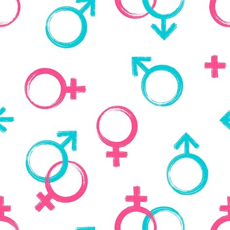 Símbolos De Gênero Feminino E Masculino Pincel De Tinta Azul E Rosa E Textura De Tinta