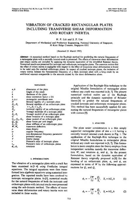 pdf vibration of cracked rectangular plates including transverse
