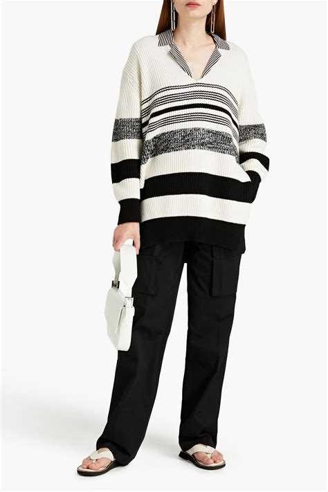 Proenza Schouler Striped Ribbed Cotton And Cashmere Blend Sweater The