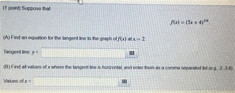 Solved Suppose That F X 5x 4 1 4 Find An Equation Chegg Com
