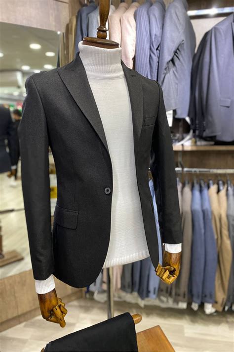 Slimfit Kesim Erkek Düz Desen Tek Ceket Sİyah Tunahan Giyim Erkek