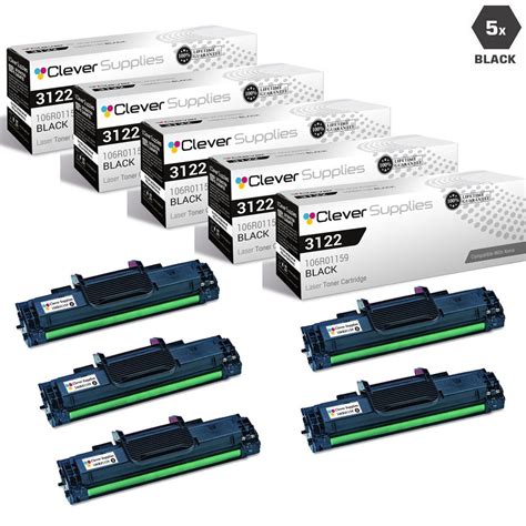 Compatible Xerox 3122 Toner Cartridges Black 5 Pack 106r01159