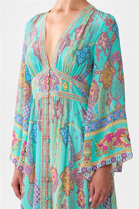 The Concubines Corridor Kimono Sleeve Dress With Shirring Detail