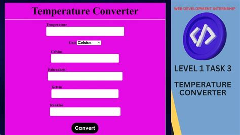 Temperature Converter Using Html Css And Javascript Oasis Infobyte Task3 Web Design