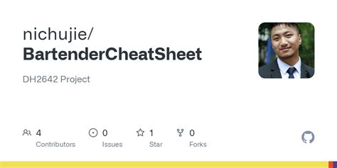 Github Nichujie Bartendercheatsheet Dh Project