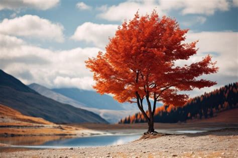 Premium AI Image A Tree With Orange Leaves On It