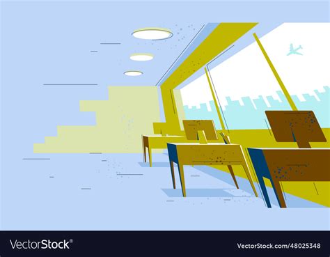 Office Interior In Distorted Perspective Vector Image
