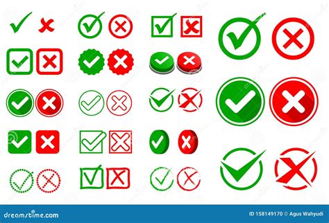 Set Of Check Mark Or Wrong And Right Sign Option Concept Stock