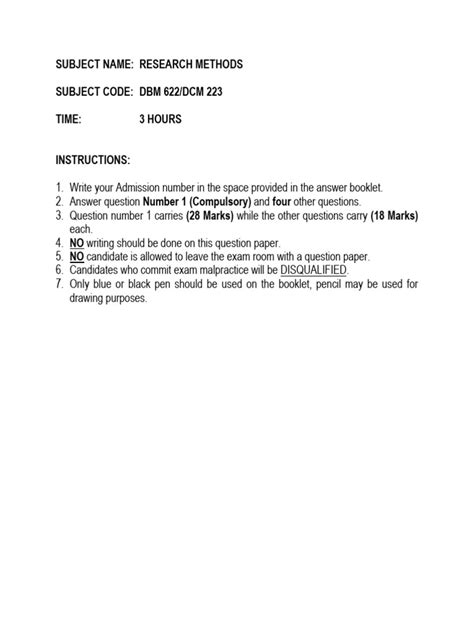 Dbm 622 Research Methods 1 Pdf Sampling Statistics Validity