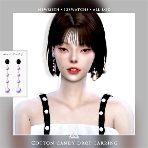 [sin A] Cotton Candy Drop Earring Sims4 Sin A On Tumblr