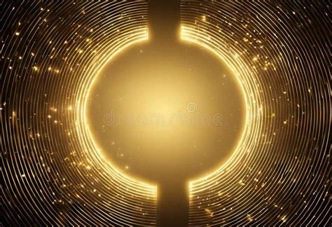 Abstract Gold Cirle Lines With Glow Effect Stock Illustrationgold Metal Colored Glittering