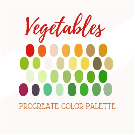 Procreate Color Palette Vegetables Etsy