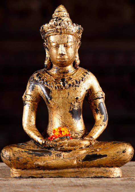 This Small Altar Khmer Cambodian Style Buddha Statue Is Seated In The