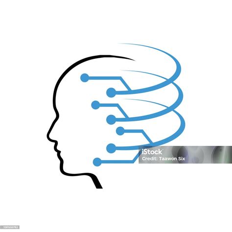 機器學習標誌設計向量插圖腦 Ai 技術人範本向量圖形及更多人工智能圖片 人工智能 商標 人 Istock