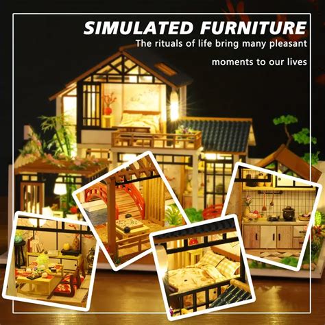 1 세트 레트로 조립 인형 집 Diy 재미있는 미니어처 조립 가구 Led 조명이있는 Diy 나무 인형 집 키트 Diy