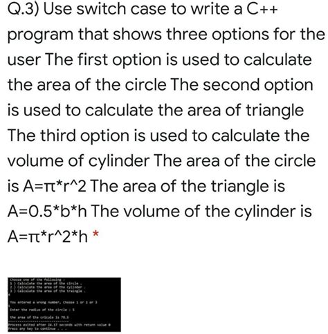 solved q 3 use switch case to write a c program that