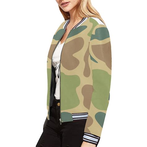 Camouflage All Over Print Bomber Jacket For Women Model H21 Id