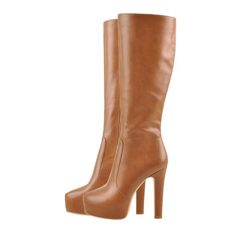 Platform High Heel Zipper Knee High Boots Onlymaker