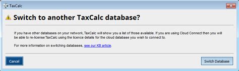 Switching Databases Within Taxcalc Knowledge Base Taxcalc