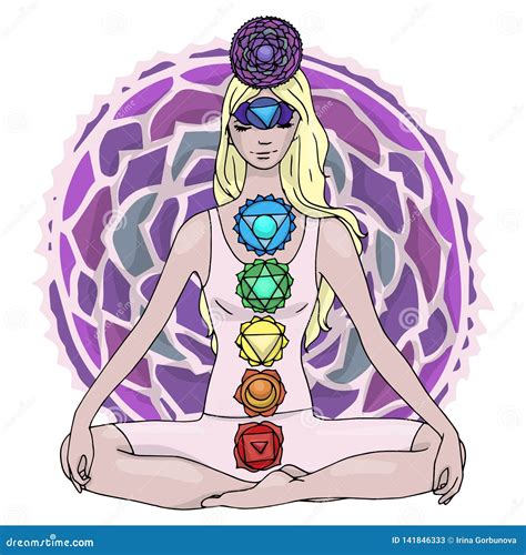 Vector Illustration Set Of A Girl Practicing Yoga Meditation Pose