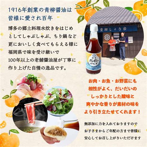 【楽天市場】【スーパーセール価格】 青柳醤油 ぽん酢 博多だいだいぽんず 300ml ポン酢 ぽん酢 橙 ダイダイ 水炊き みずたき 鶏鍋