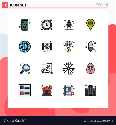 Set 16 Commercial Flat Color Filled Lines Pack Vector Image