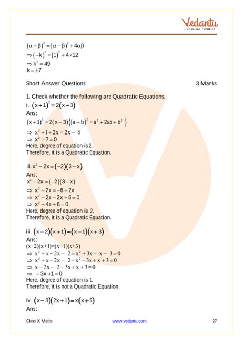 Cbse Class 10 Mathematics Chapter 4 Quadratic Equations Important