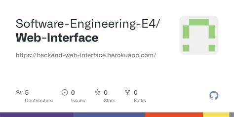 GitHub Software Engineering E Web Interface Https Backend Web Interface Herokuapp Com