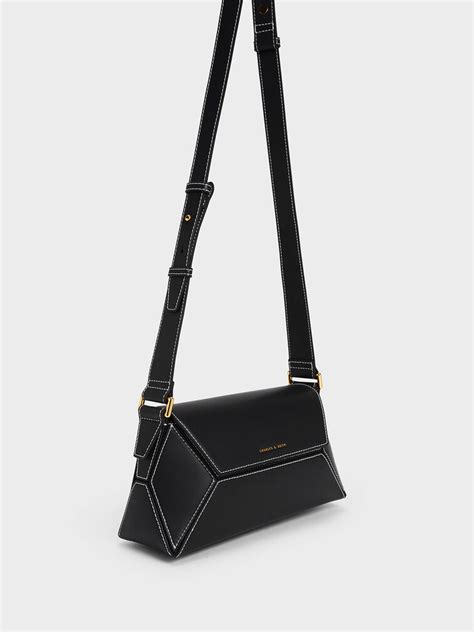 Black Nasrin Geometric Shoulder Bag Charles And Keith Bd