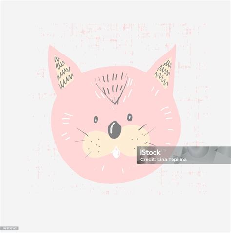 손이 그린된 벡터 일러스트 레이 션의 귀여운 재미 있는 고양이 얼굴 레터링 견적 야 옹 고립 된 개체입니다 스칸디나비아 스타일