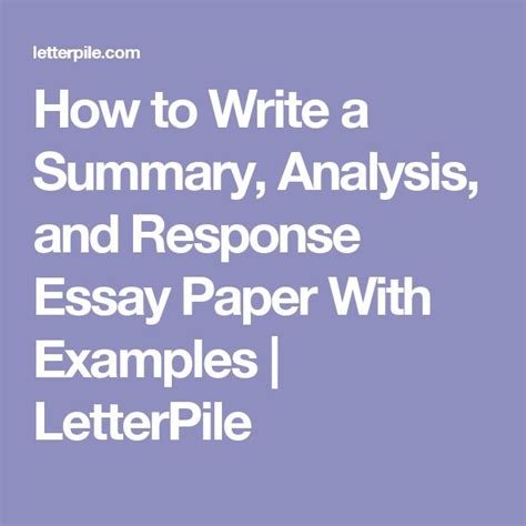 How To Write A Summary Analysis And Response Essay Paper With