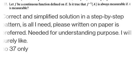 Solved 37 Let F Be A Continuous Function Defined On E Is