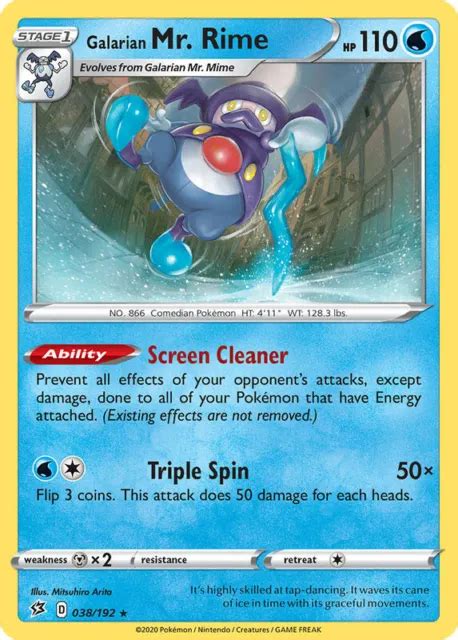 Galarian Mr Rime 038192 Rare Rebel Clash Pokémon Jcg Eur 223
