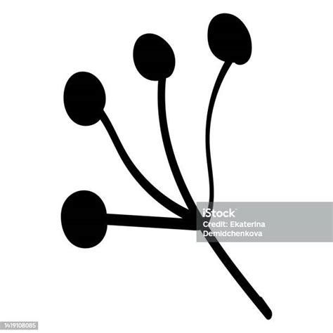 꽃 가지와 나무의 검은 실루엣 흰색 배경에 격리된 요소를 벡터로 지정합니다 손으로 그린 식물 가을에 대한 스톡 벡터 아트 및