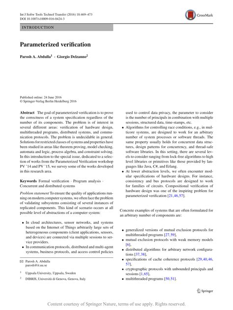 Parameterized Verification Request Pdf