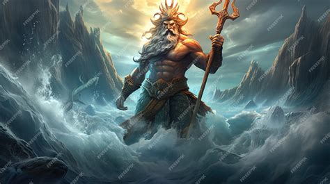 Una Hermosa Imagen De Poseidón El Dios De Los Mares Dios Olímpico Dios
