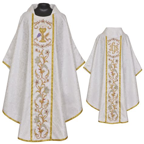 White Collar Vestment Mass Set White Chasuble Mass Set Round