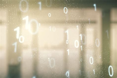 Premium Photo Abstract Virtual Binary Code Hologram On Abstract Empty Interior Background Ai