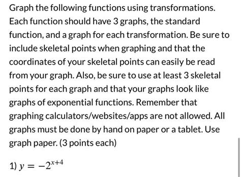 solved graph the following functions using transformations