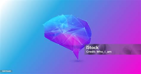 추상적인 다채로운 인간의 두뇌 크리에이티브 인공 지능 Ai 점과 선의 낮은 다각형 및 와이어프레임 벡터 그림 3차원 형태에 대한 스톡 벡터 아트 및 기타 이미지 Istock