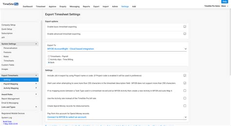 advanced timesheet export timesite pro