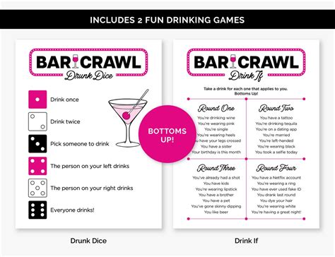 Bar Crawl Games Bundle Printable Bar Hopping Games For A Etsy