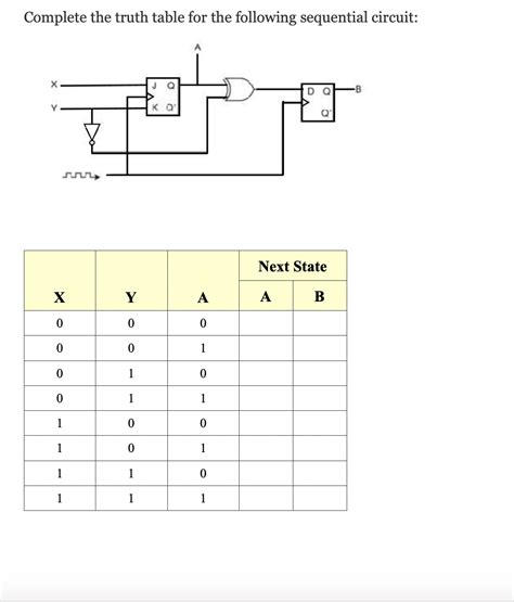 Solved Complete The Truth Table For The Following Sequential