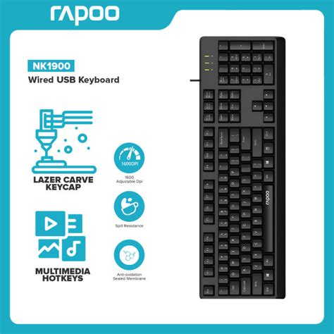 Rapoo NK1900 Wired Keyboard Entry Level Spill Resistant Wired Keyboard Lazada PH