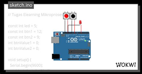 Push Button LED Tugas Elearning Sistem Mikroprosessor Wokwi ESP32