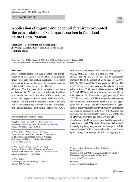 Application Of Organic And Chemical Fertilizers Promoted The