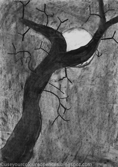 Use Your Coloured Pencils Spooky Trees In Charcoal