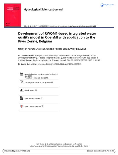 pdf development of rwqm1 based integrated water quality model in