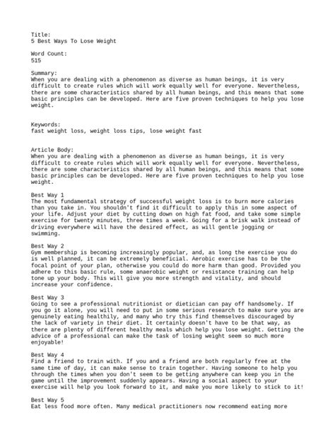 5 best ways to lose weight pdf