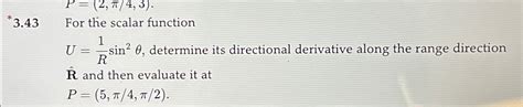 Solved 343 ﻿for The Scalar Functionu1rsin2θ ﻿determine
